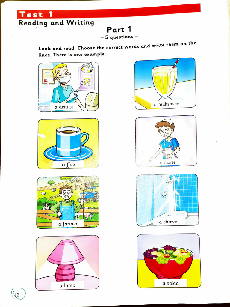 Movers Book 1 Test 1 Reading and Writing | PDF