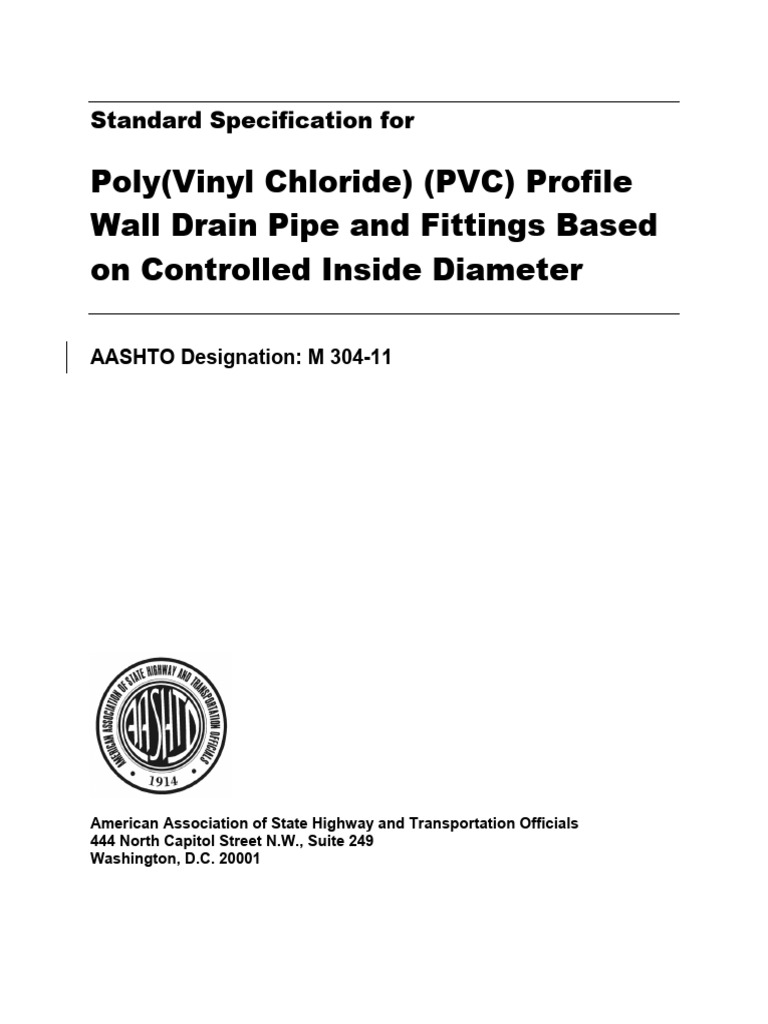 AASHTO M 304 Version 2011 - ULTIMA | PDF | Pipe (Fluid Conveyance) | Polyvinyl Chloride
