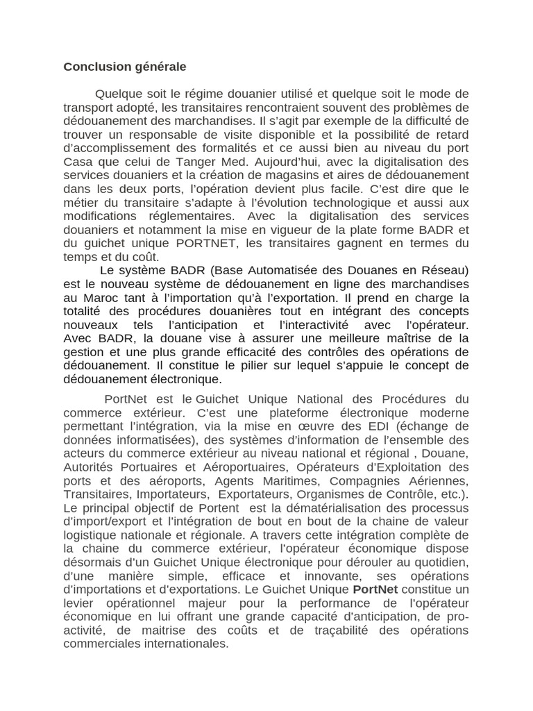 Conclusion Générale | PDF | Aéroport | Port