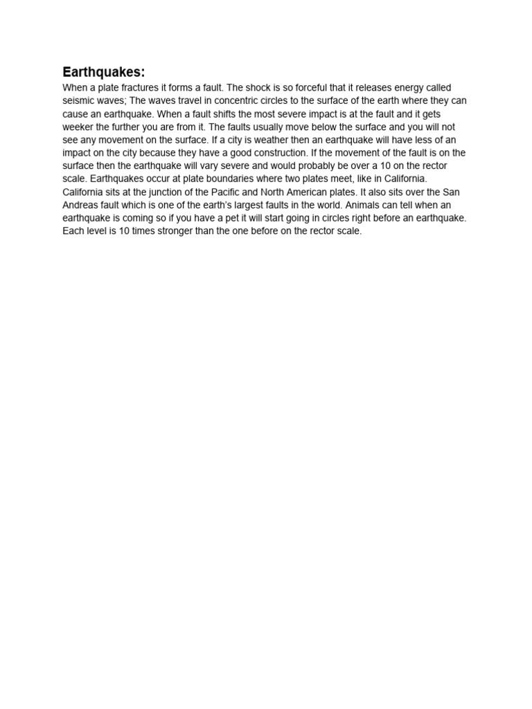 Earthquake Notes | PDF
