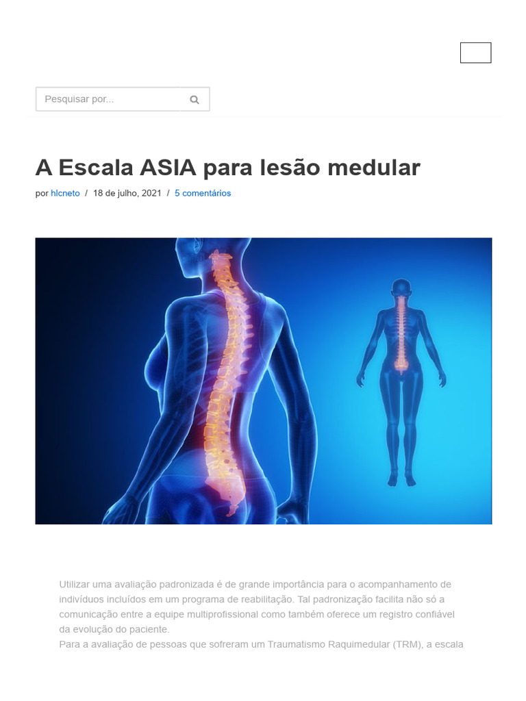 A Escala ASIA para Lesão Medular - o Guia Do Fisioterapeuta | PDF ...