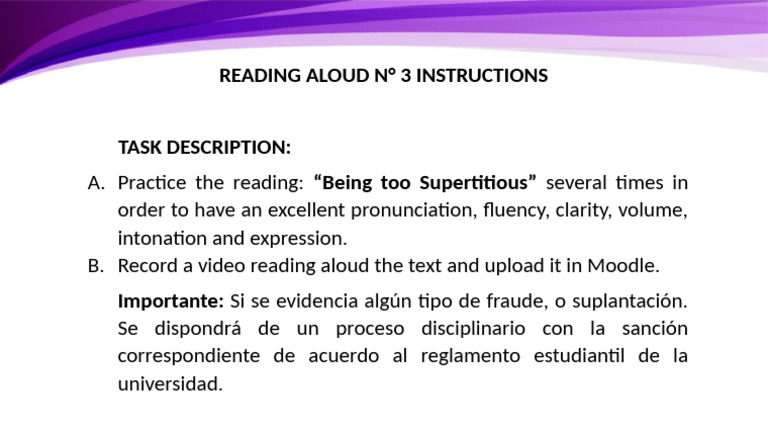 Reading Aloud N#3 Instructions-L2 | PDF