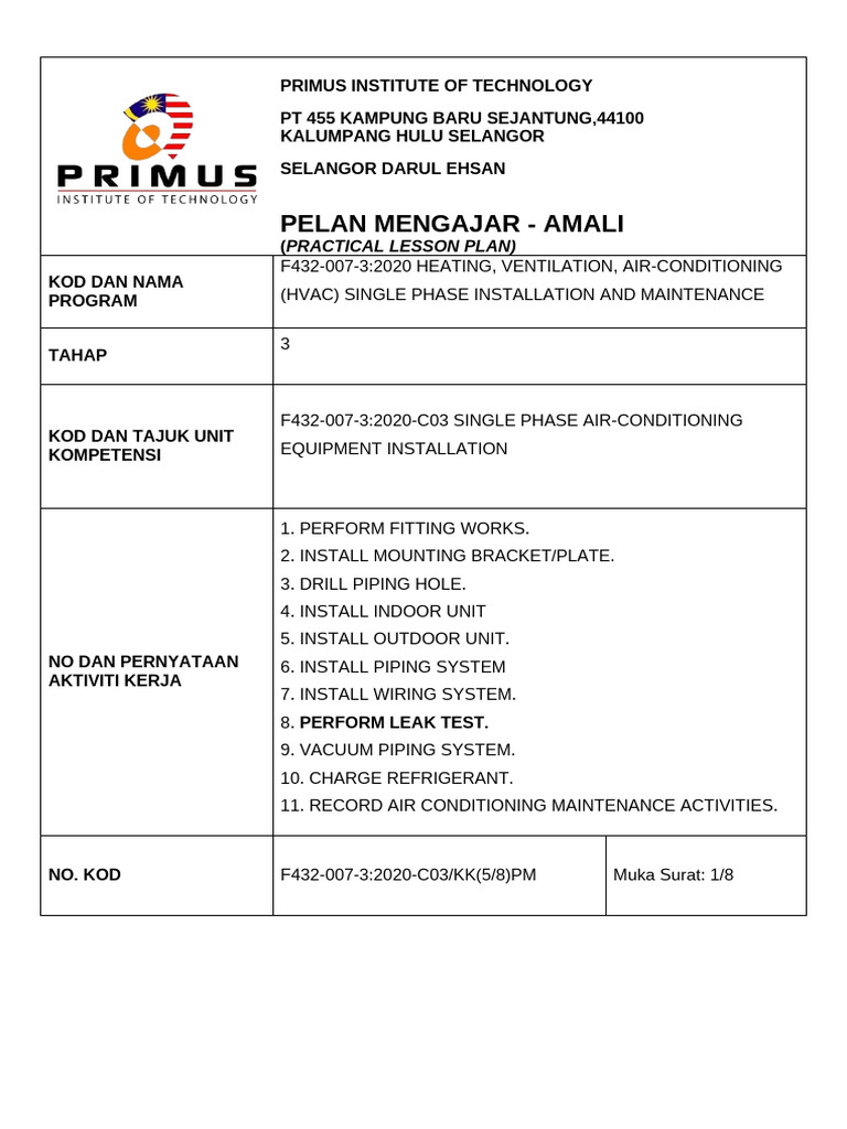 Pma8 Uji Kebocoran Sistem Perpaipan Bahan Pendingin Dan Air Buang | PDF