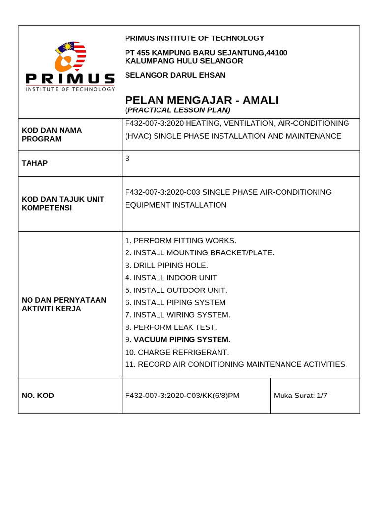 Pma9 Buat Proses Vakum Sistem Perpaipan Bahan Pendingin | PDF