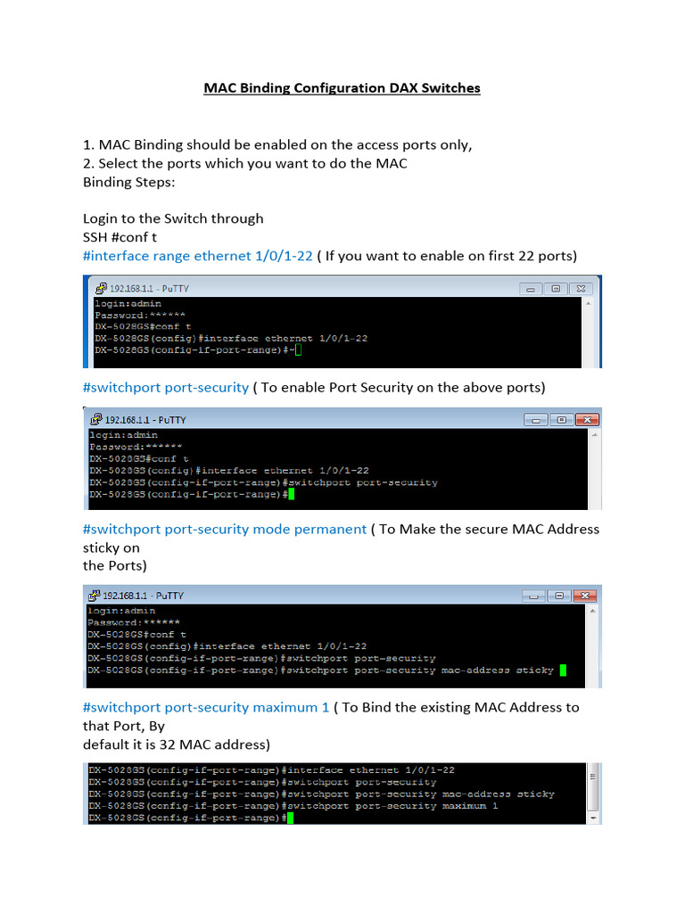 MAC Binding Configuration DAX Switches | PDF