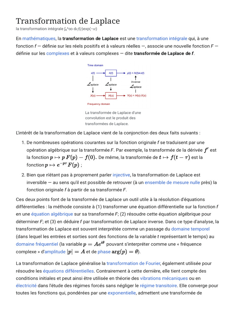 Transformation de Laplace et applications | PDF | Transformation de ...