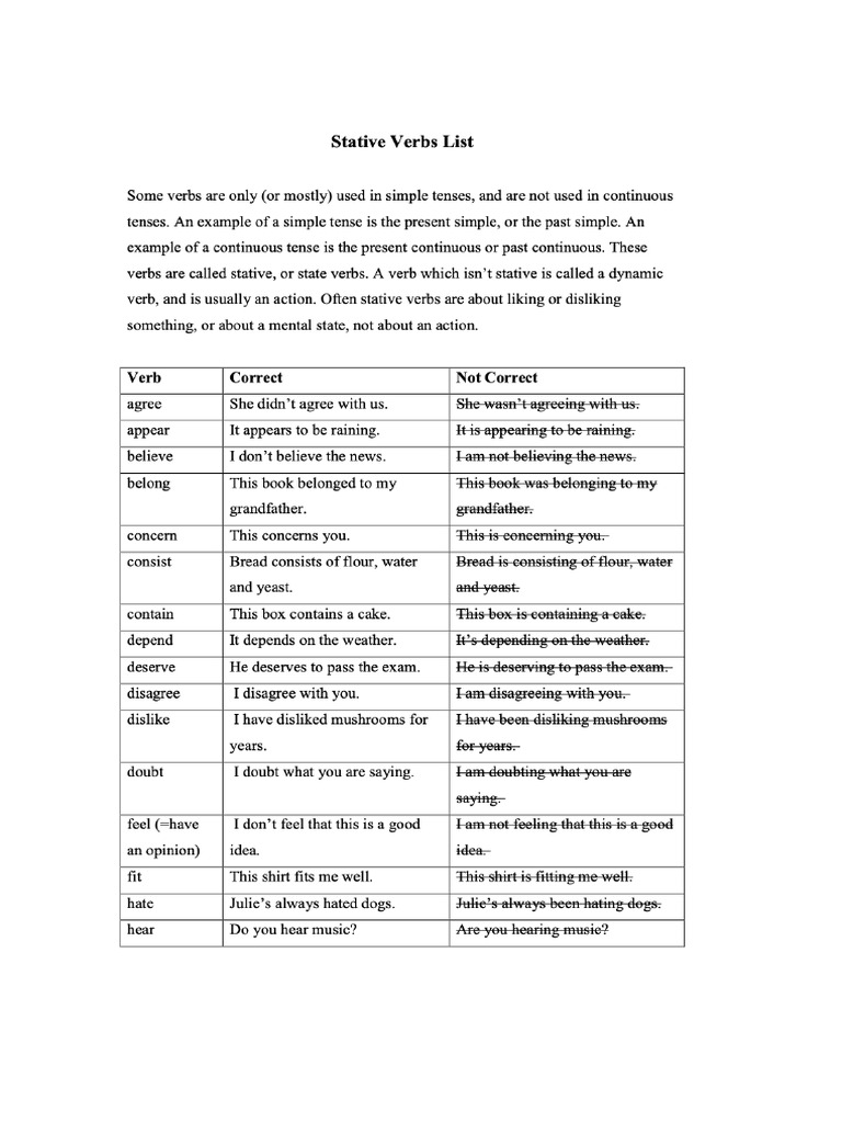 Stative Verb | PDF