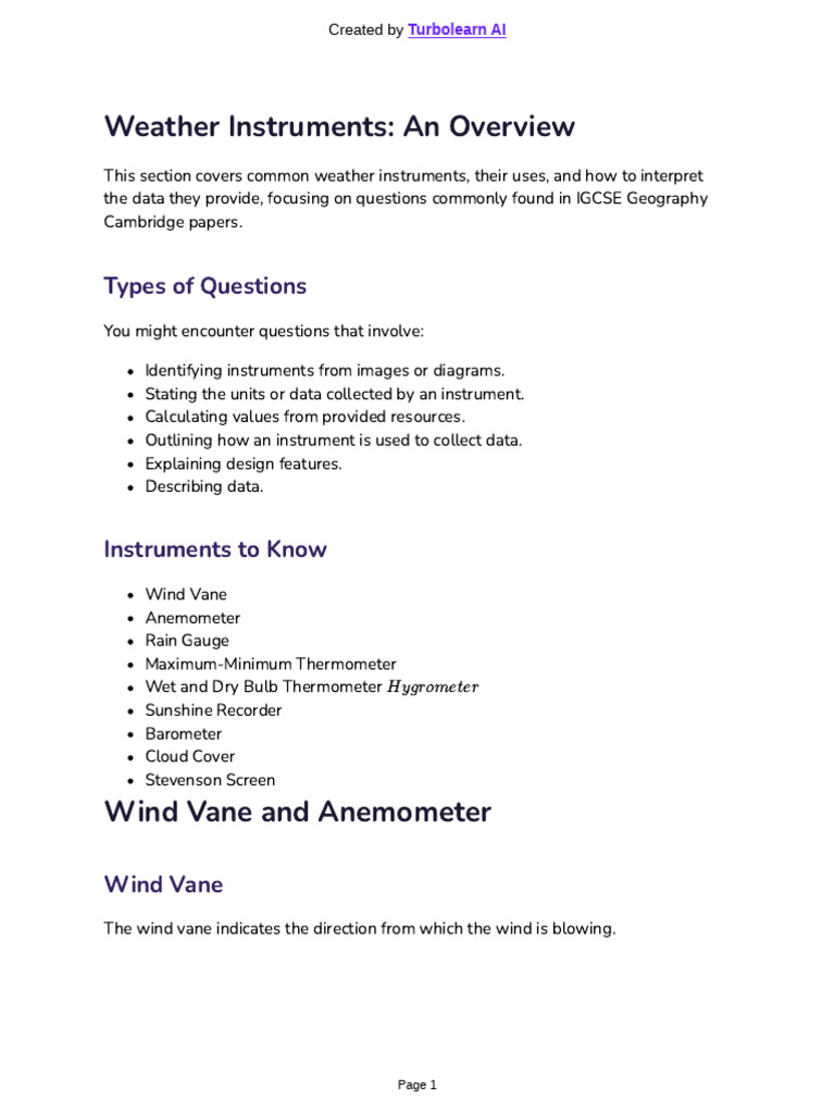 Weather Instruments: An Overview: Types of Questions | PDF | Cloud ...