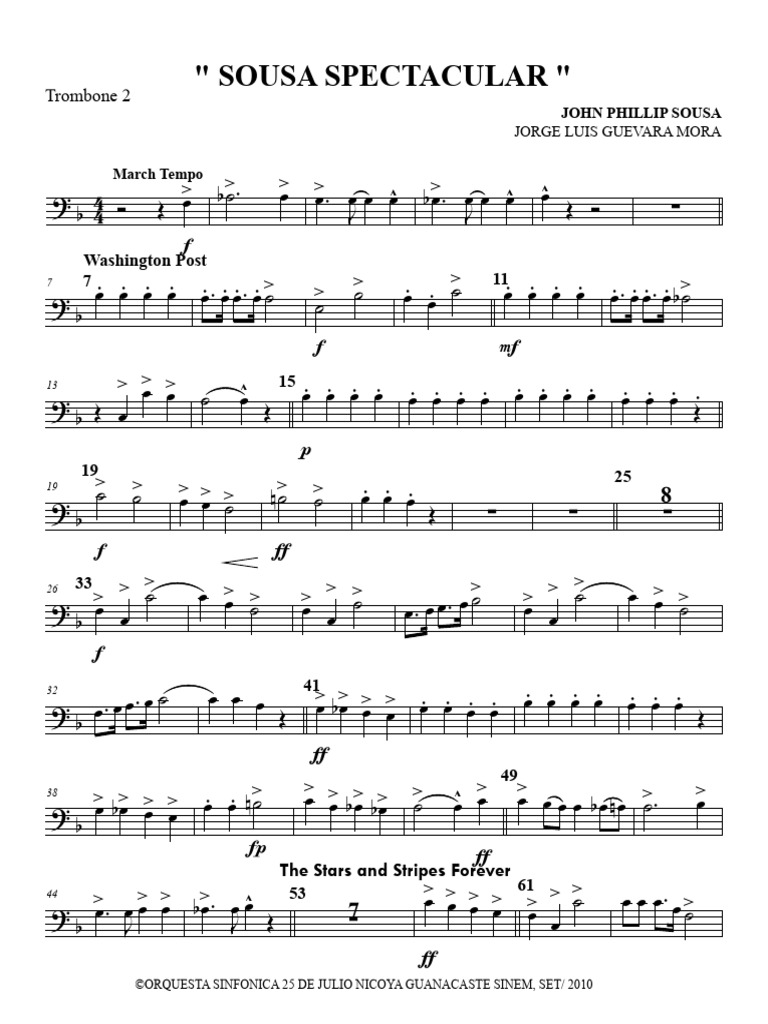 Sousa Spectacular Trombone Sheet Music | PDF | March Music | Marching Bands