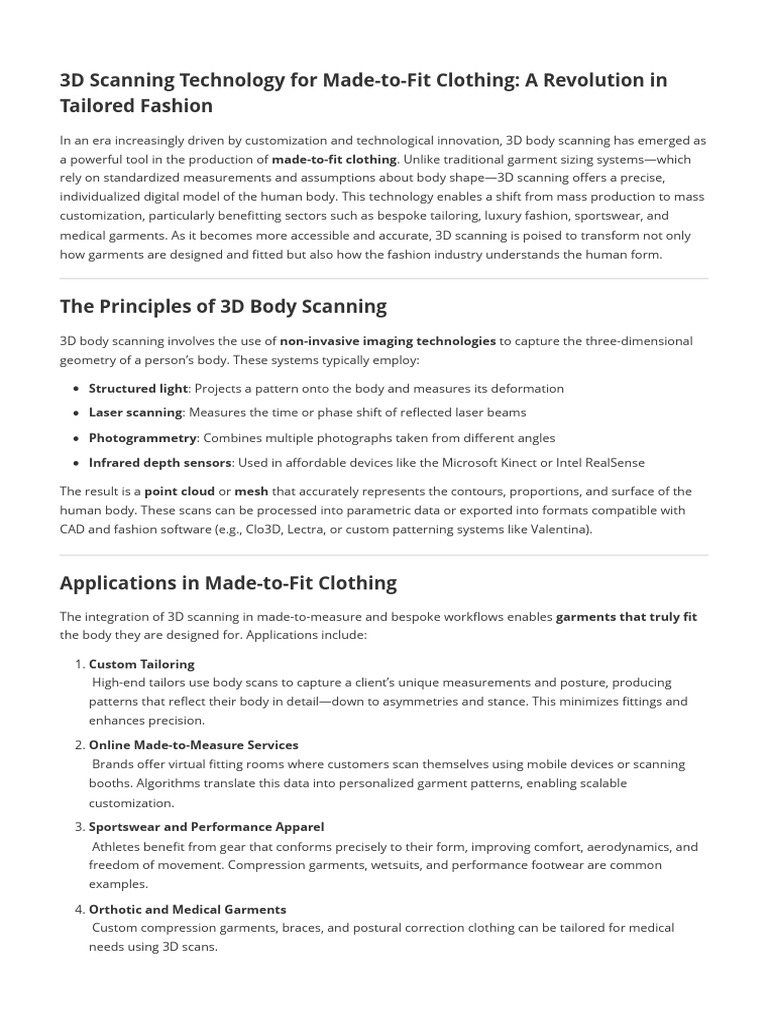 3D Scanning Technology For Made-to-Fit Clothing - A Revolution in ...