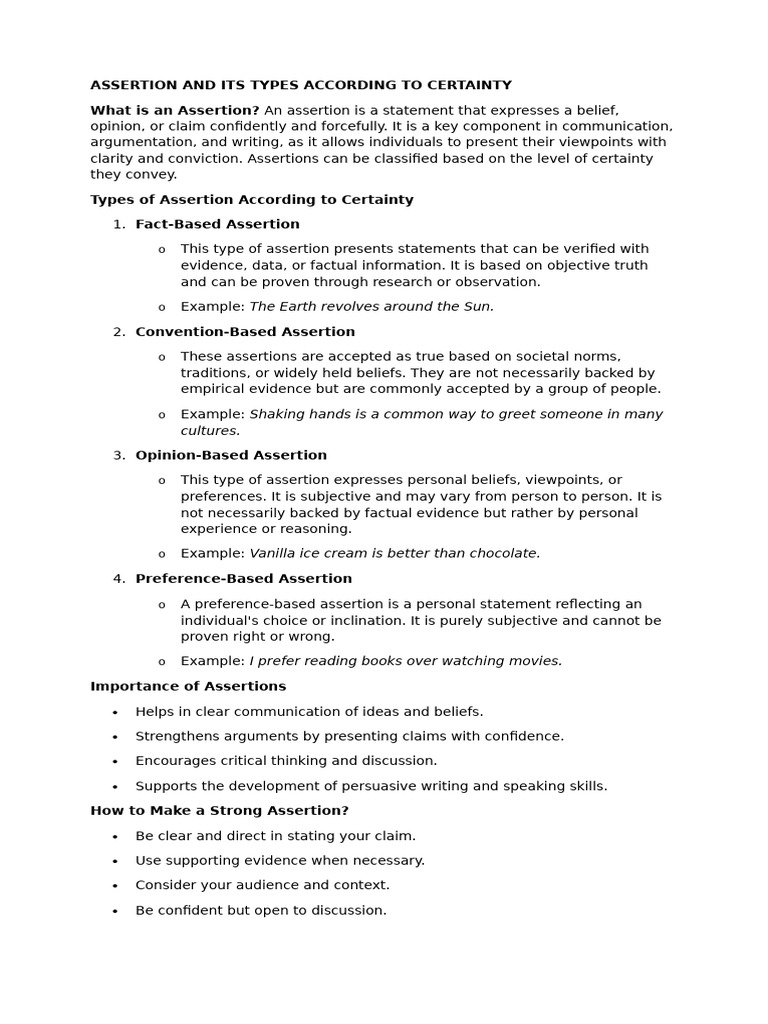 Assertion Hand Out Activity | PDF | Social Media | Popular Culture ...