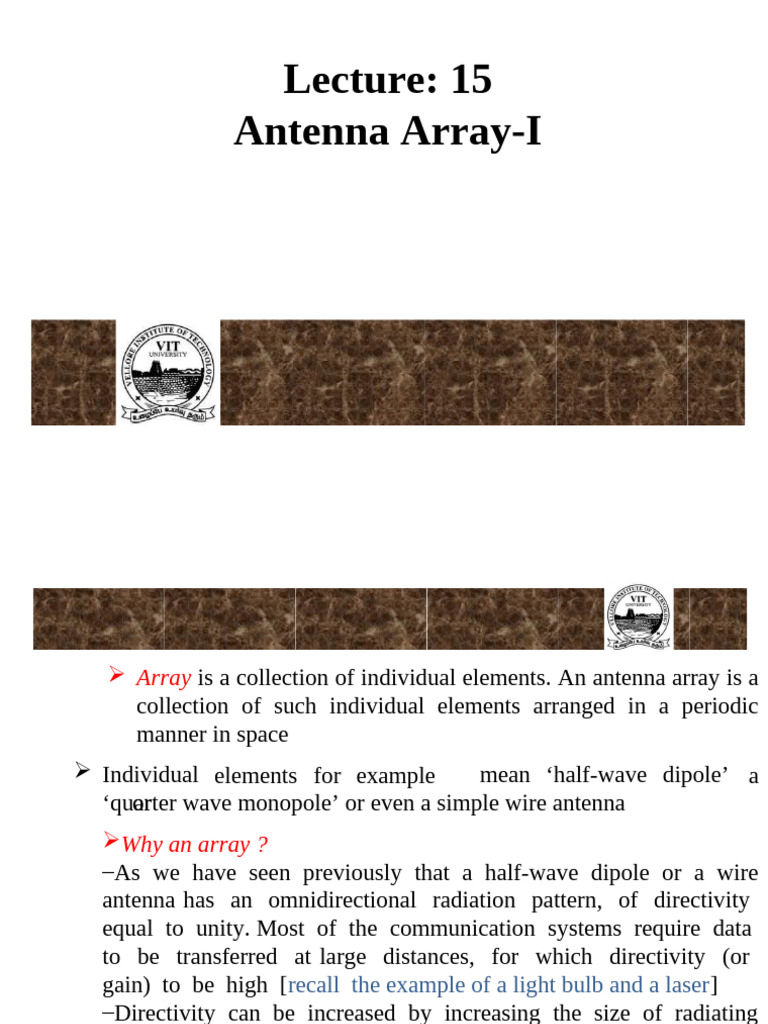 28-Two Element Array, N-Element Linear Array - Broadside Array-20!09!2024 | PDF