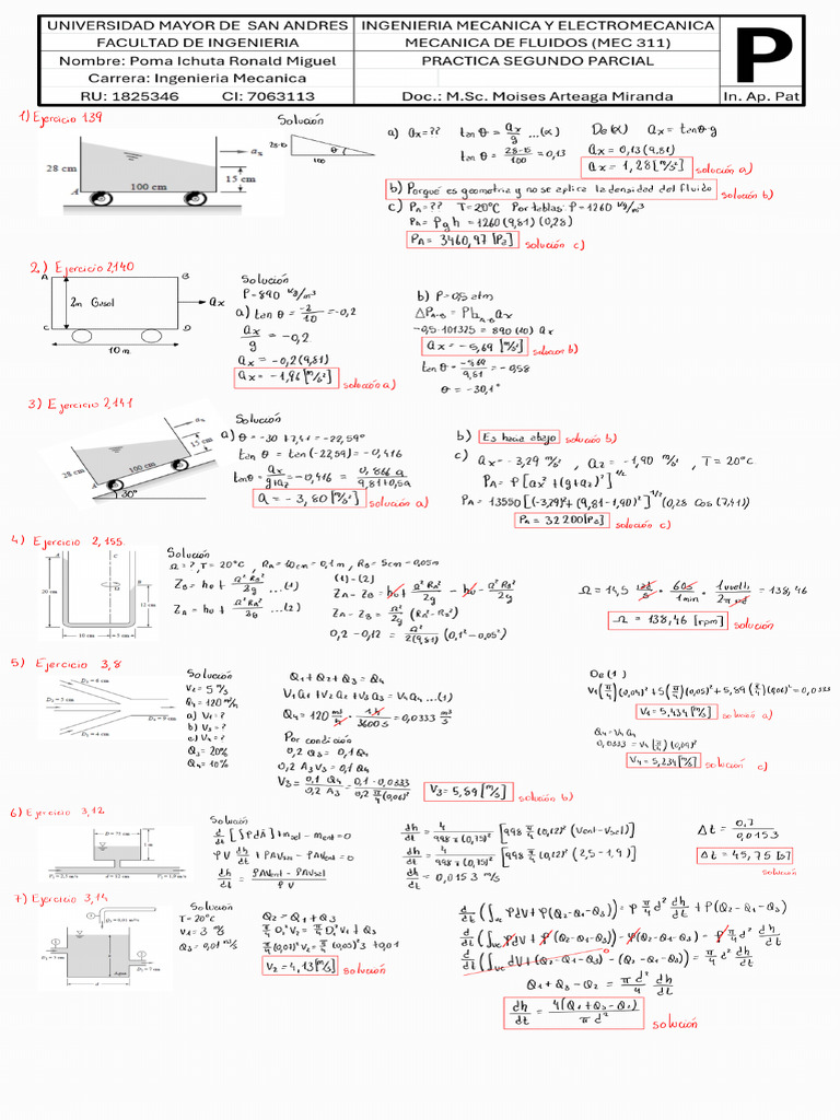 Práctica Segundo Parcial Mecanica de Fluidos - 250328 - 001424 | PDF