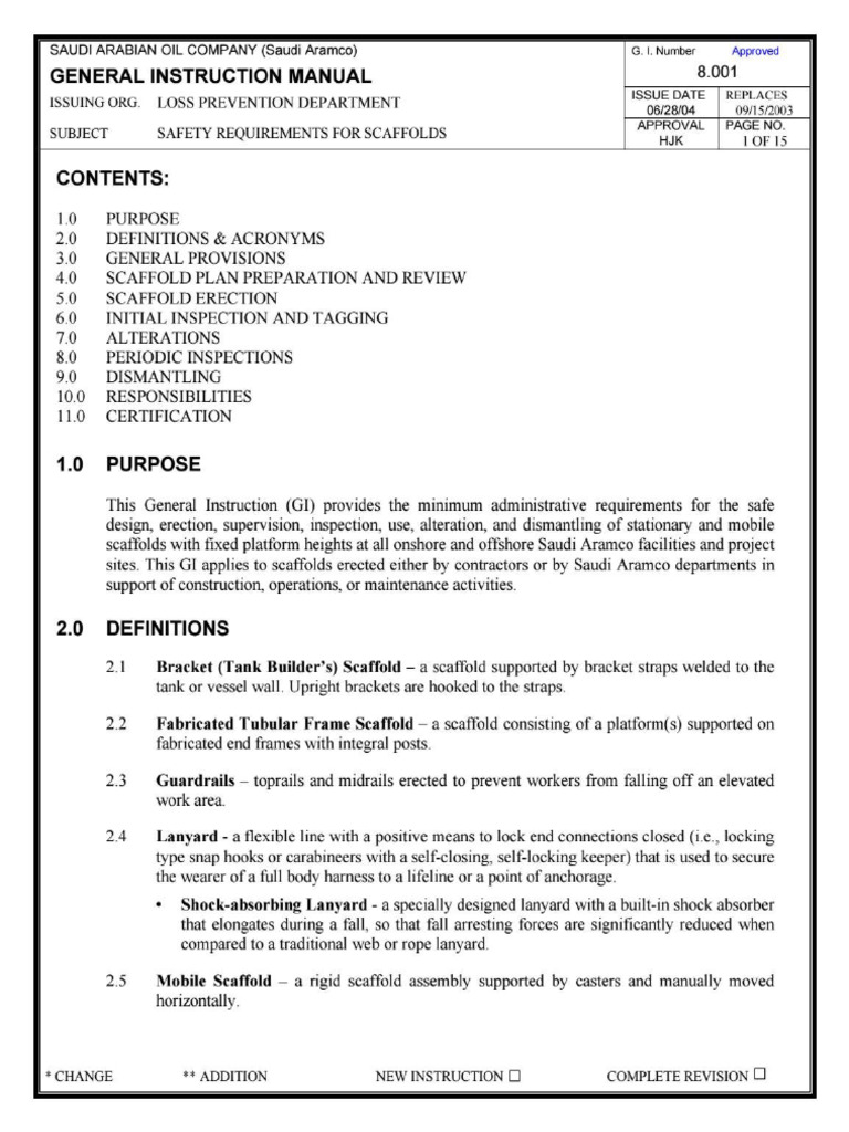 Scaffold ARAMCO GI 8.001 | PDF