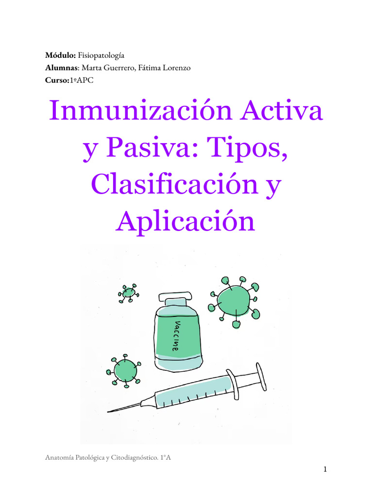 Inmunización Activa Y Pasiva Tipos Y Ejemplos Pdf Sistema Inmune