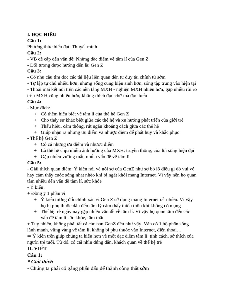 (10) VBTT - Bức tranh đặc điểm tâm lý Gen Z | PDF