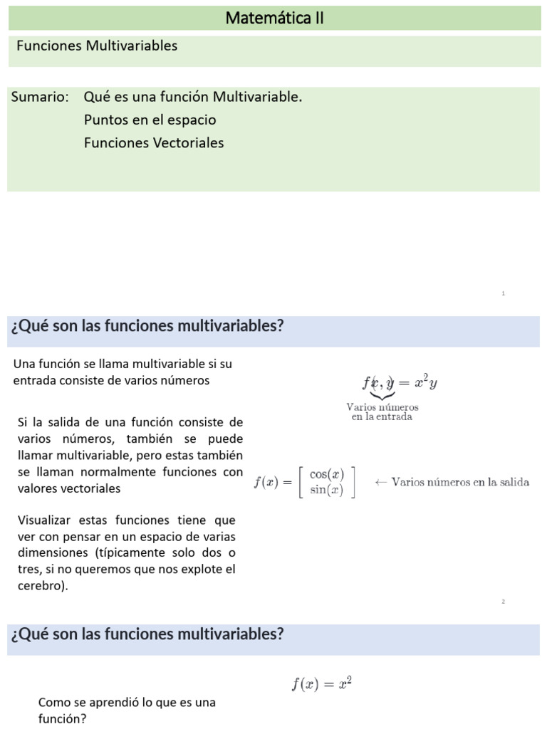 Funciones Multivariables Teoría y Parametricas | PDF | Vector ...