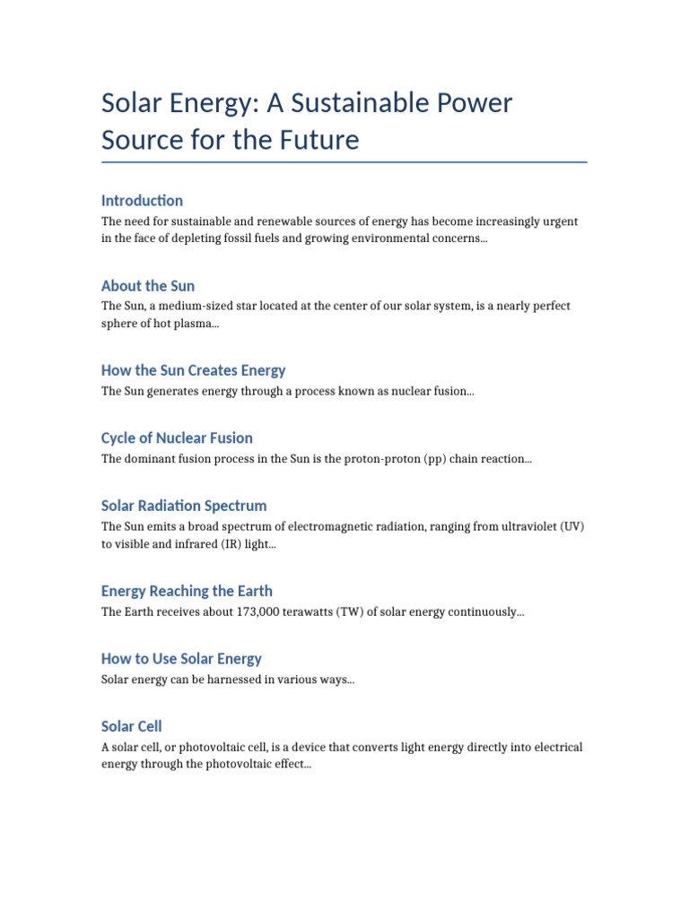 Solar Energy Research Paper | PDF