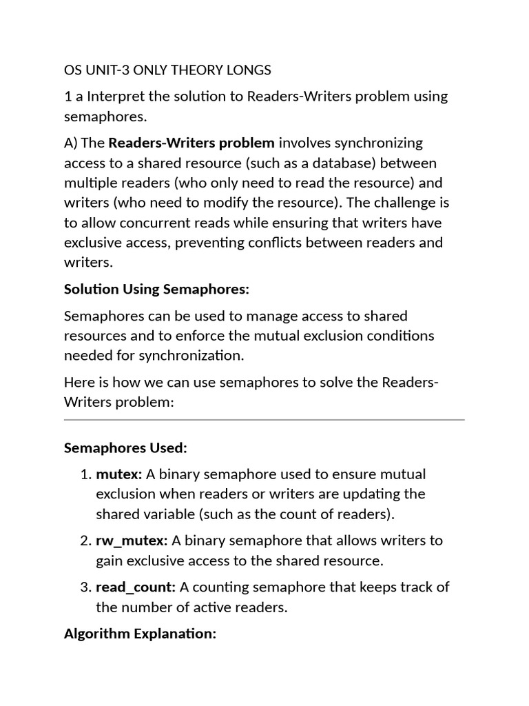 Readers-Writers Problem & Deadlock Detection | PDF | Concurrency ...