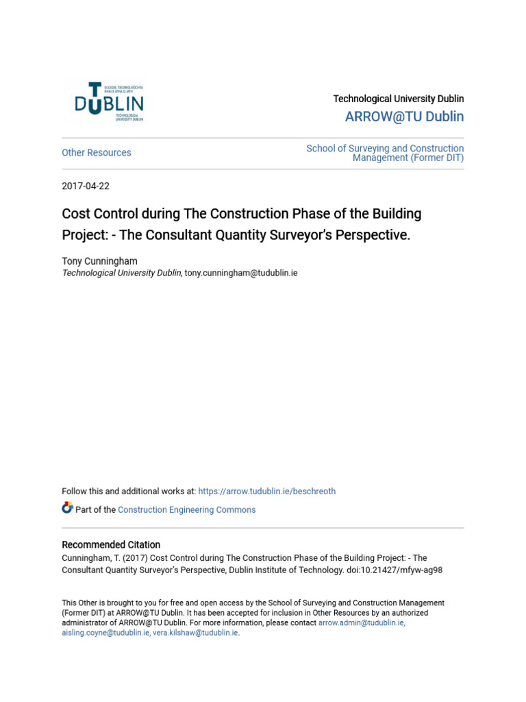 Cost Control During The Construction Phase of The Building Projec | PDF ...