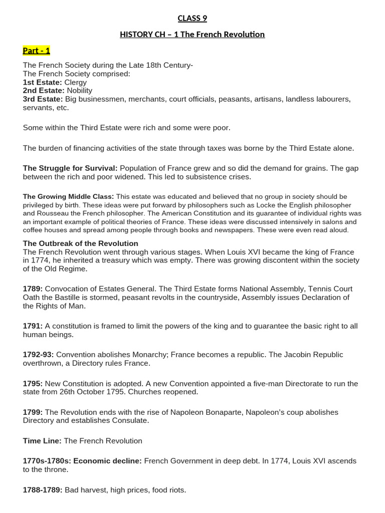 History Ch-1 (French Revolution)_Part 1 | PDF | French Revolution ...