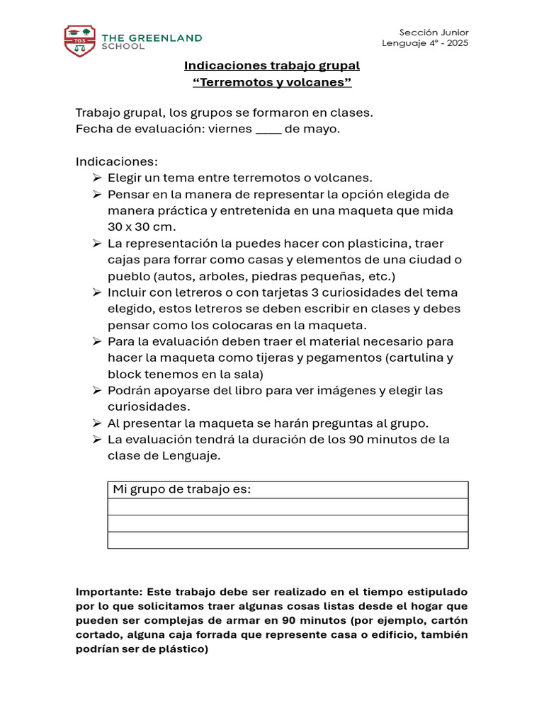 4° Lenguaje Indicaciones Trabajo Grupal Lectura Complementaria ...