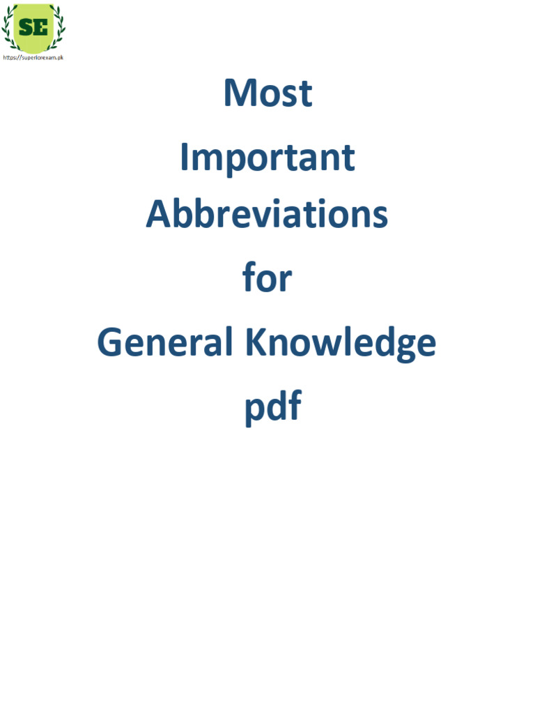 Most Important Abbreviation PDF | PDF | Faq | Abnormal Psychology
