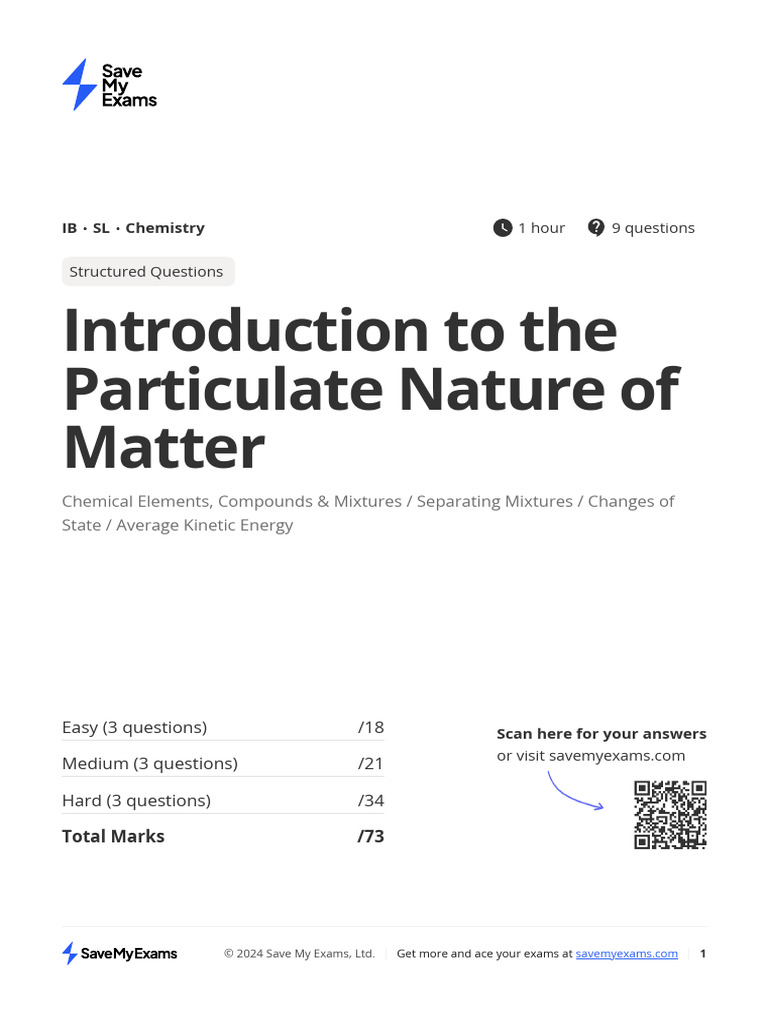 Chemistry Exam: Matter & Mixtures Concepts | PDF | Gases | Mixture