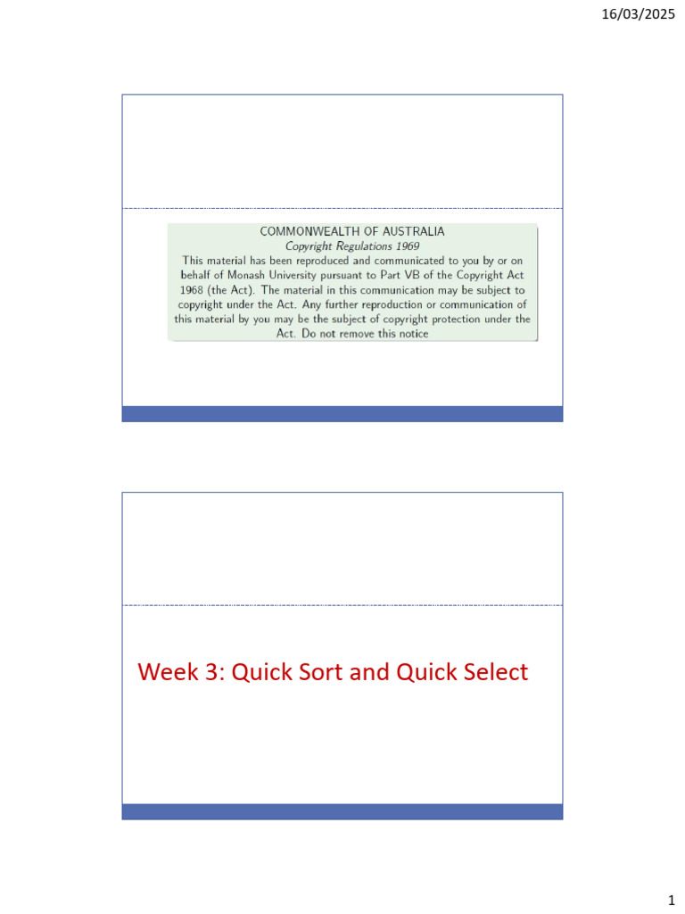 Quick Select and Sort in FIT2004 | PDF | Applied Mathematics ...
