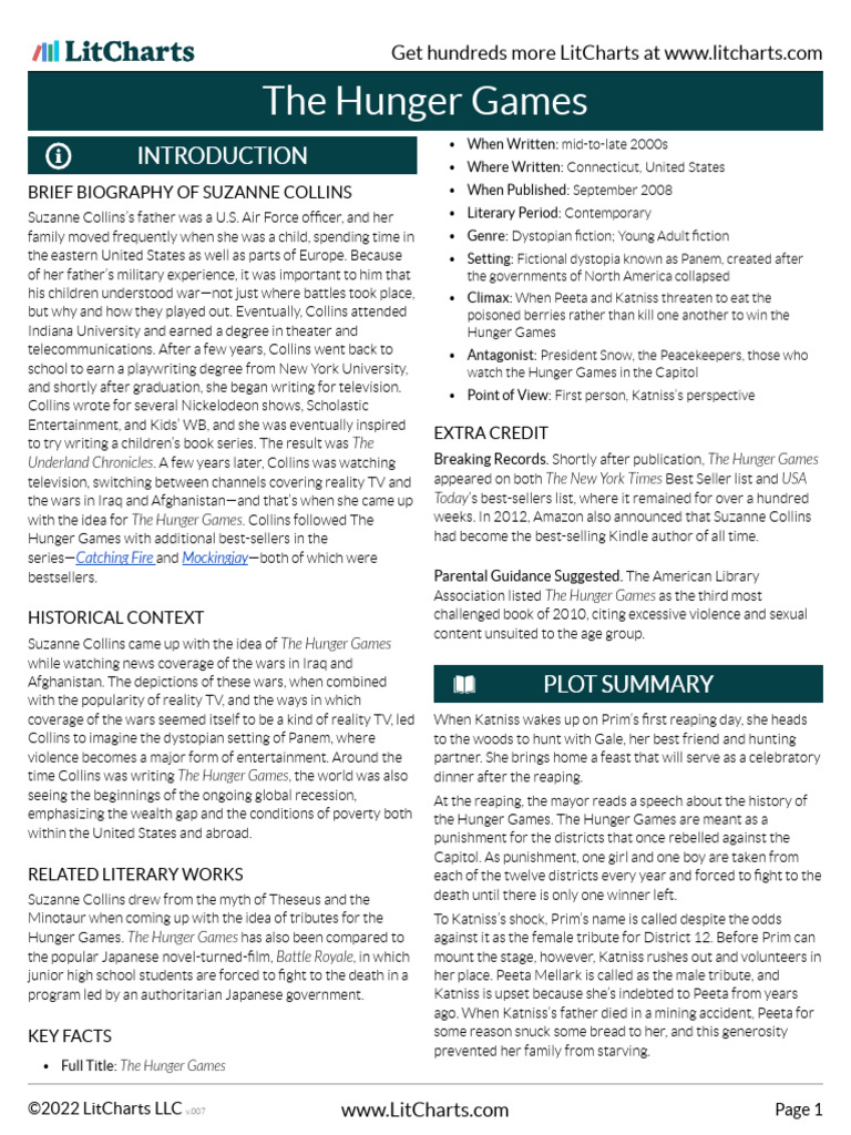 The Hunger Games LitChart | PDF | The Hunger Games