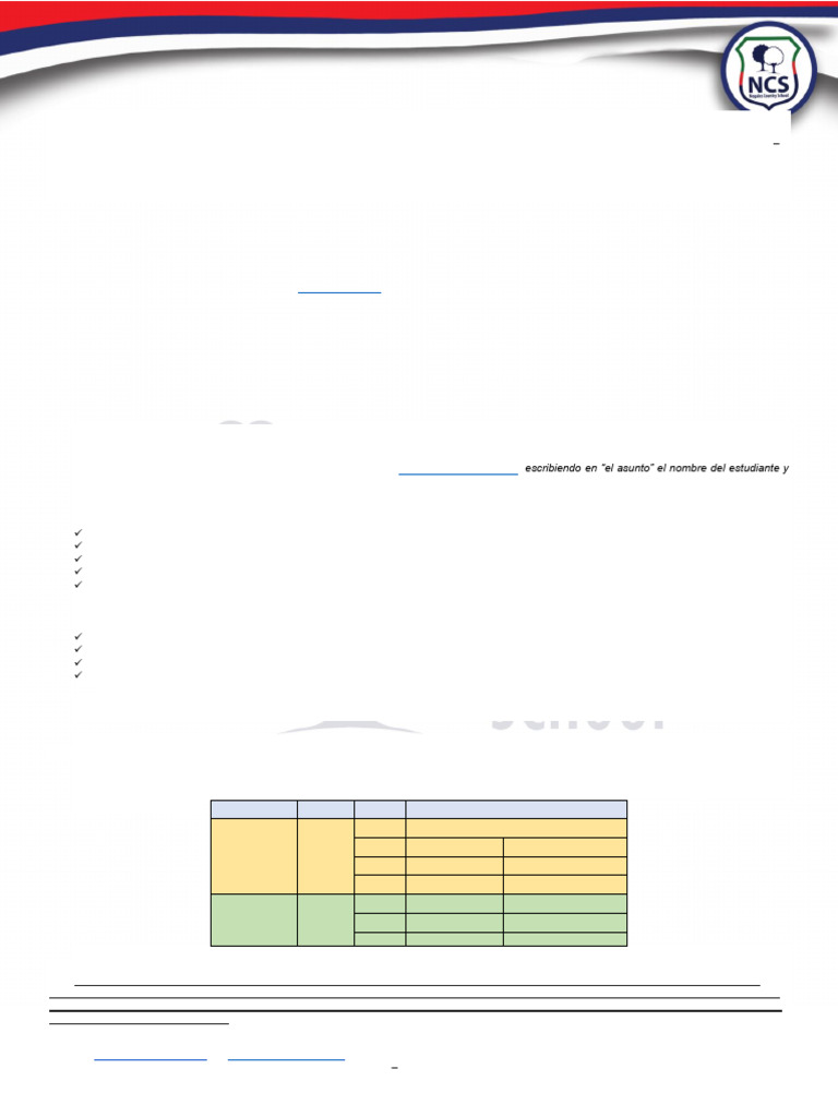 Cronograma y Costos Admisiones NCS 2025 | PDF