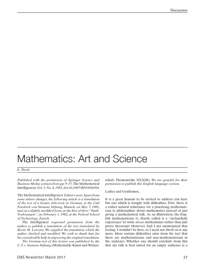 The Nature of Mathematics: Art vs. Science | PDF | Mathematics