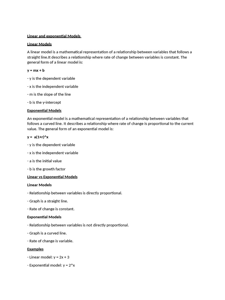 Linear and Exponential Models | PDF