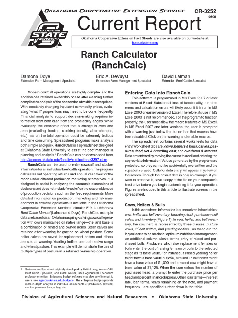 Cattle Ranch Value Calculator | PDF | Cattle | Depreciation