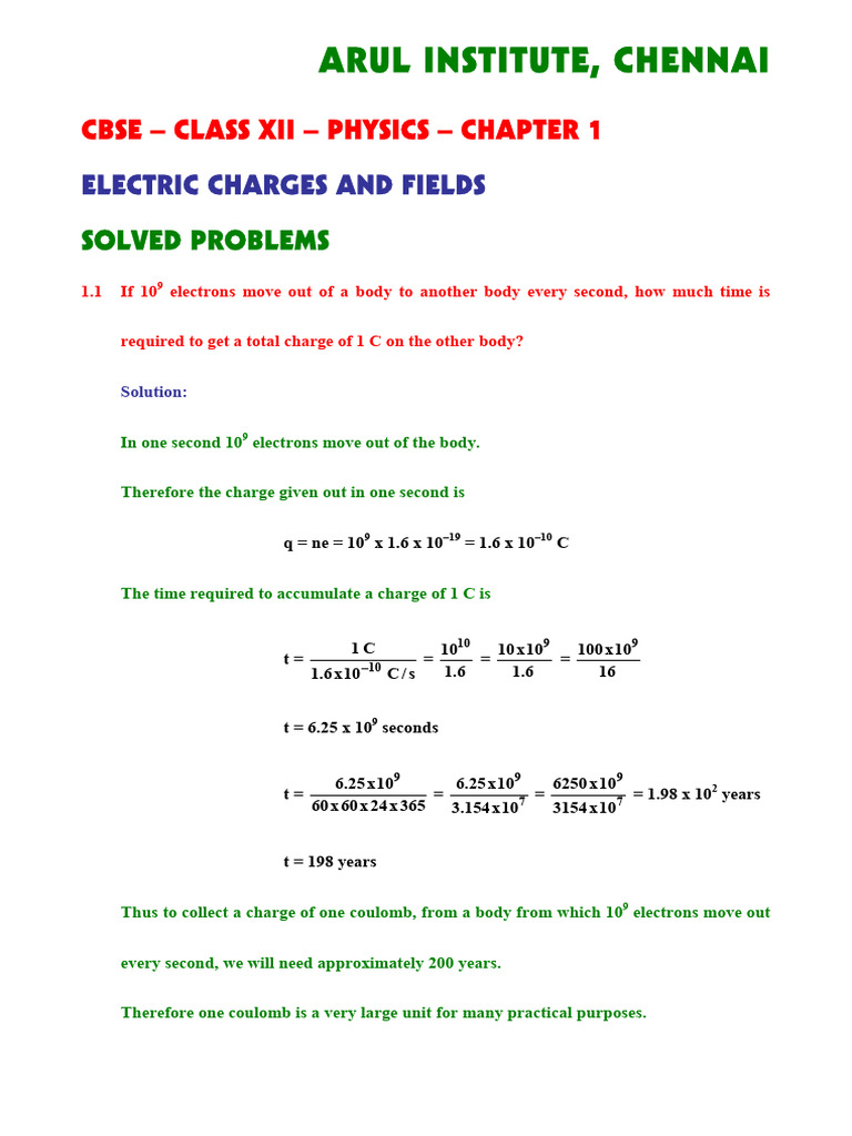 Physics Chapter1 Solved Problems | PDF | Force | Electron