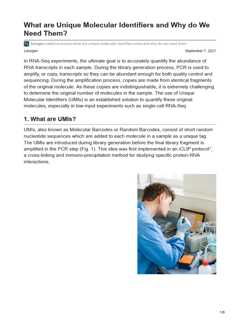 What Are Unique Molecular Identifiers and Why Do We Need Them | PDF ...