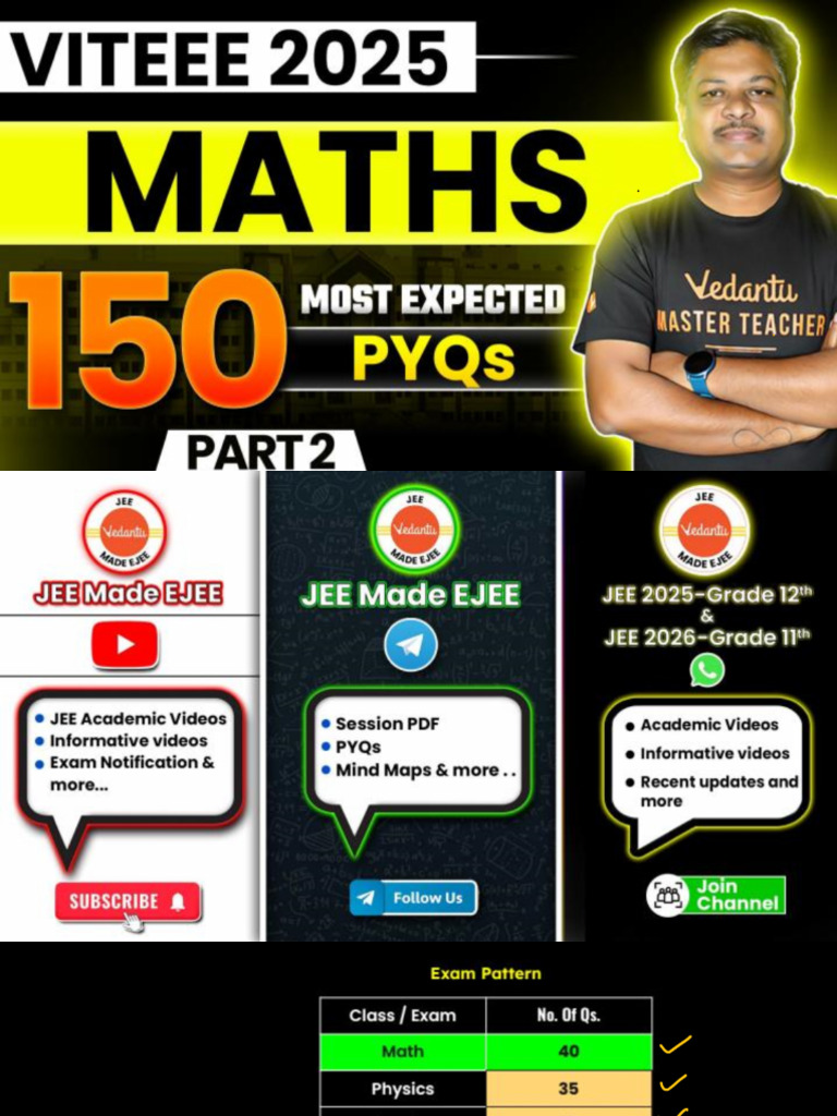 150 Question Viteee Maths Part 2 | PDF