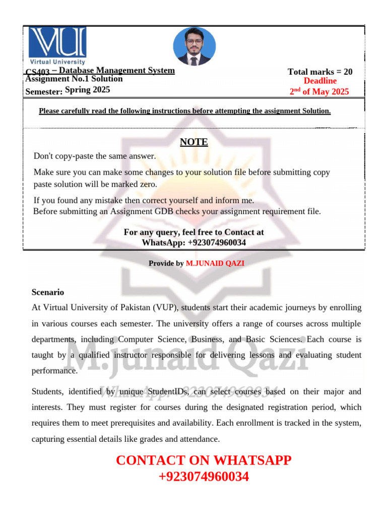CS403-Assignment 1 100% Coorect Solution Spring 2025 by M.junaid Qazi ...
