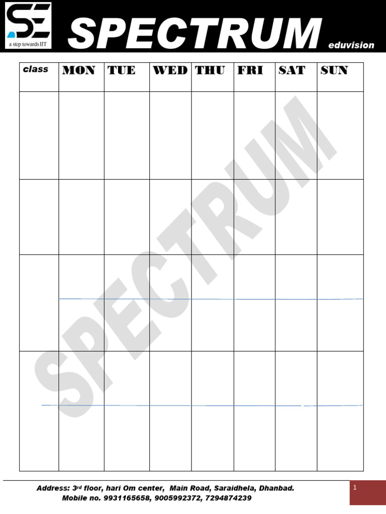 Final Class Time Table-1 | PDF