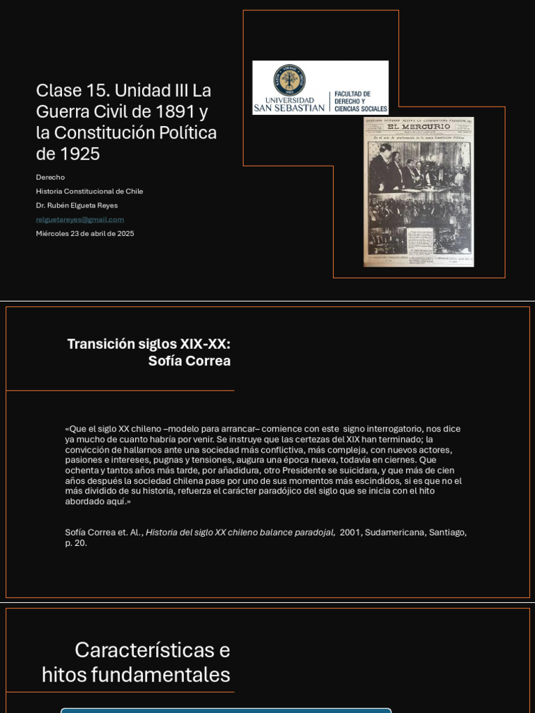 Guerra Civil de 1891 y Constitución 1925 | PDF | Chile | Constitución