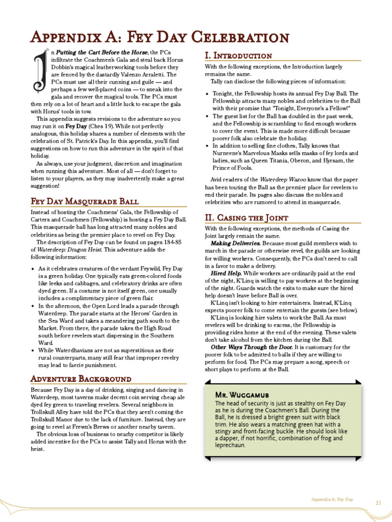 Fey Day Masquerade Ball Adventure | PDF | Wizards Of The Coast ...