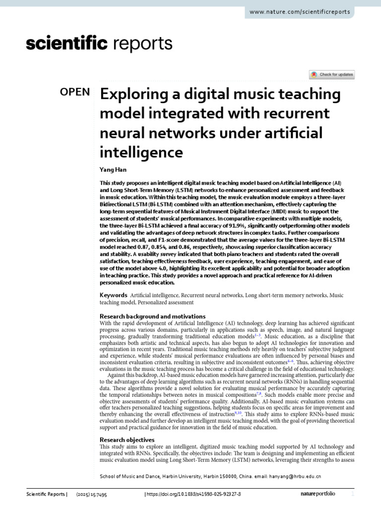 AI-Driven Music Teaching Model with RNNs | PDF | Artificial ...