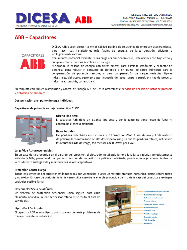 Capacitores ABB: Eficiencia y Fiabilidad | PDF | Condensador ...