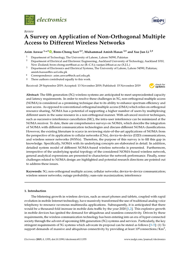 A_Survey_on_Application_of_Non-Orthogonal_Multiple | PDF | Channel Access Method | Computer ...