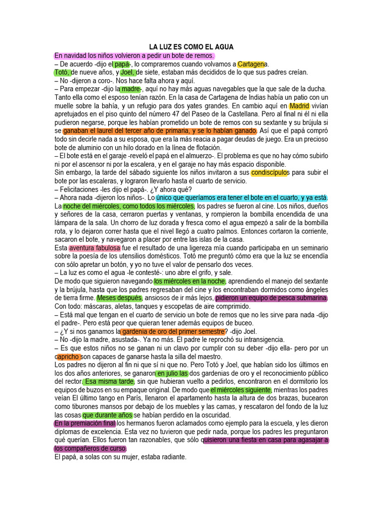 La Luz Es Como El Agua | PDF