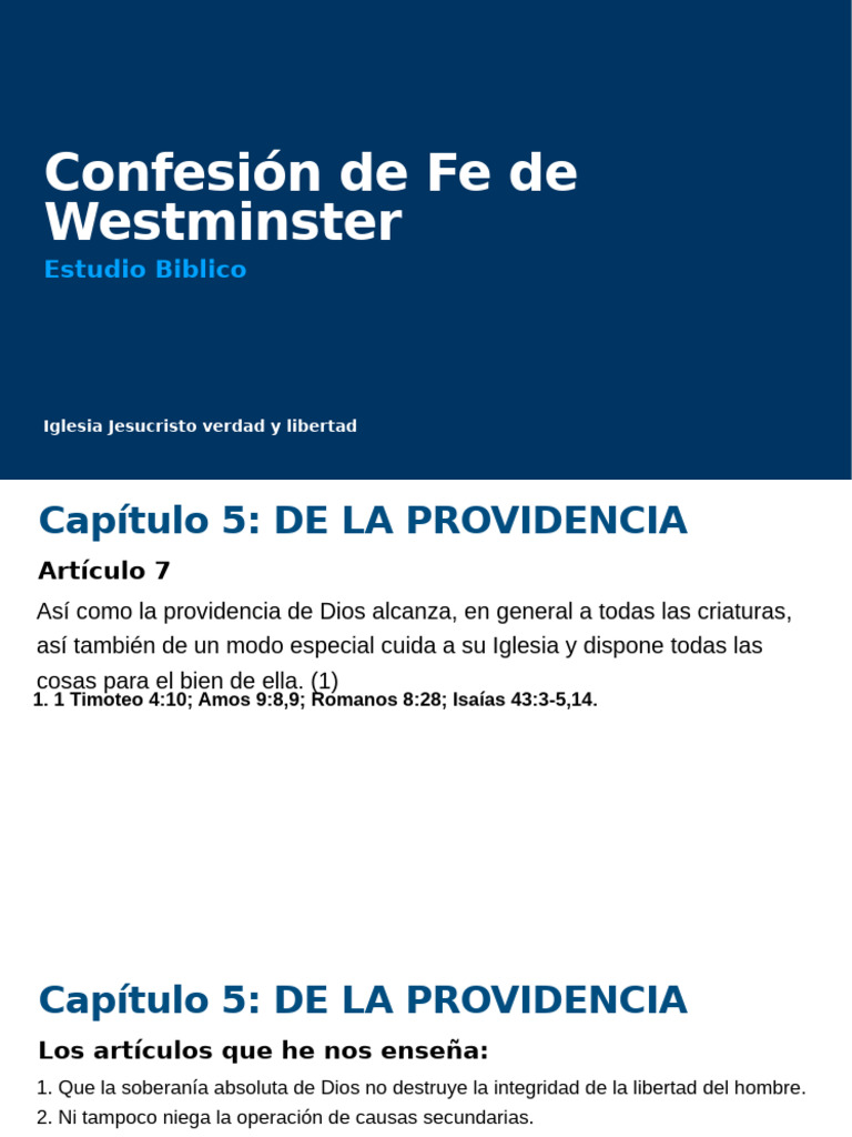 Confesión de Fe de Westminster: Estudio Biblico | PDF