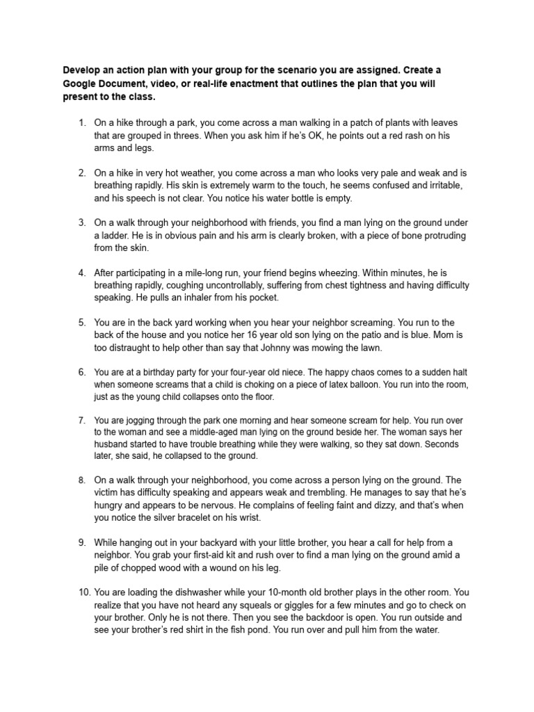 CPR First Aid Small Group Project | PDF