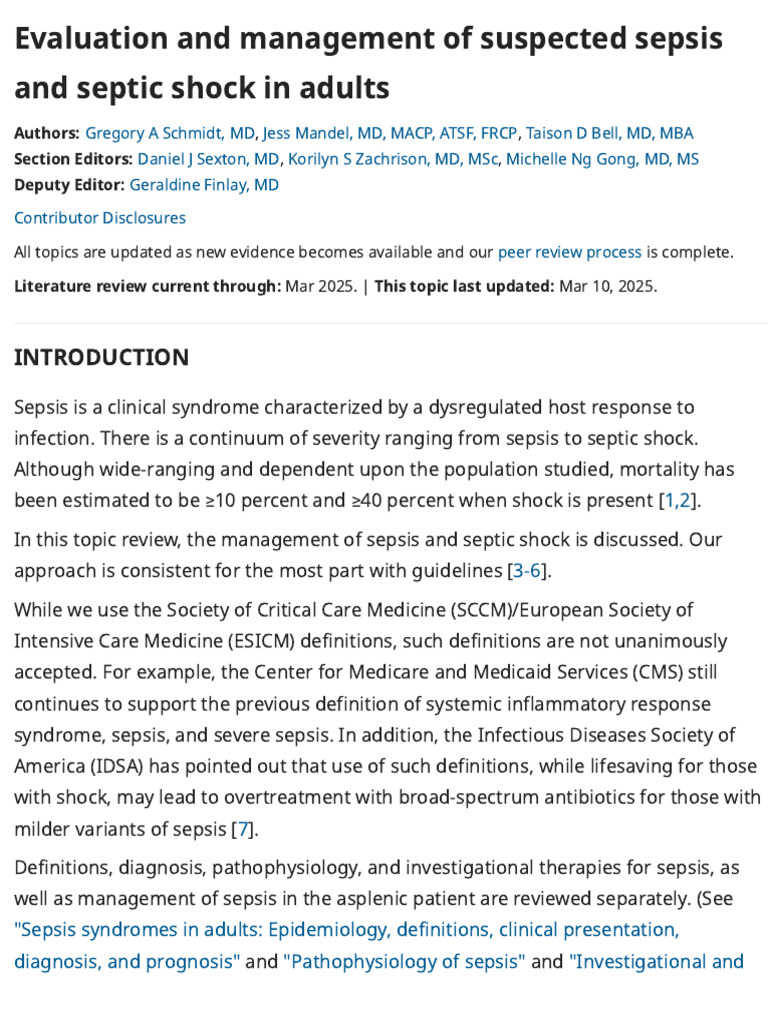 Sepsis and Septic Shock Management Guide | PDF | Sepsis | Methicillin ...
