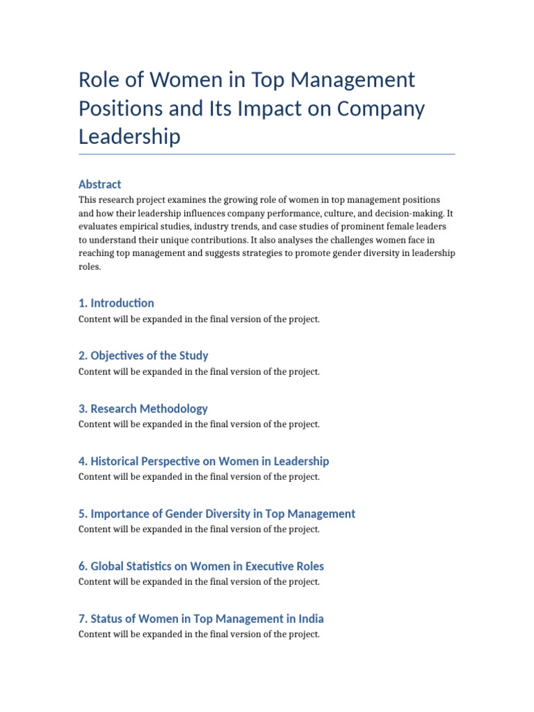 Impact of Women in Top Management | PDF | Leadership | Gender Role