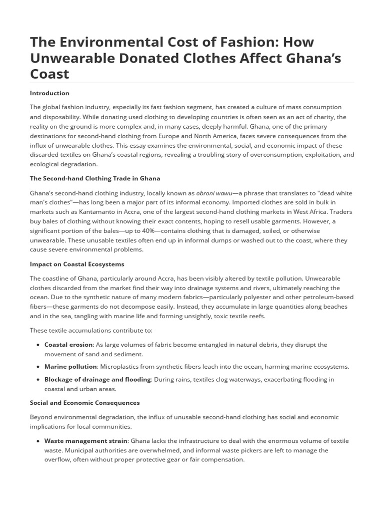 The Environmental Cost of Fashion - How Unwearable Donated Clothes ...